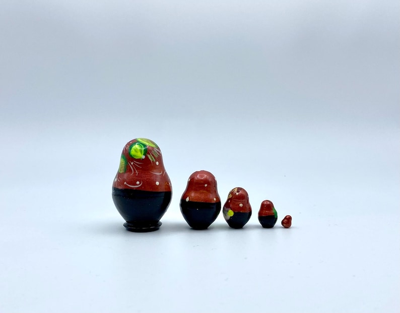 Miniature Nesting Dolls, Stacking Dolls, Handmade, Set With 5 Dolls ...