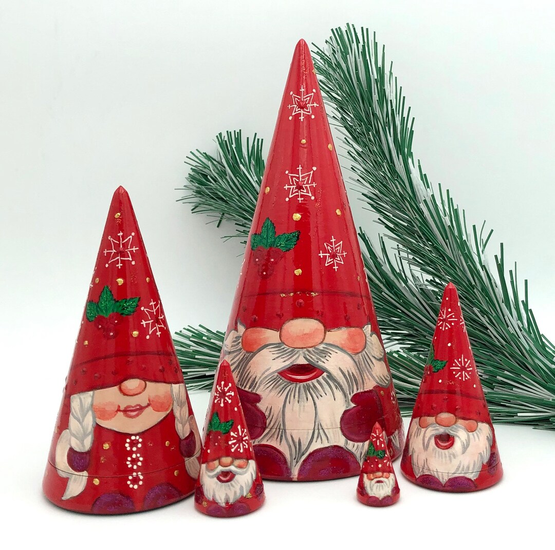 Christmas Gnomes Nesting Dolls, Christmas Style Stacking Dolls ...