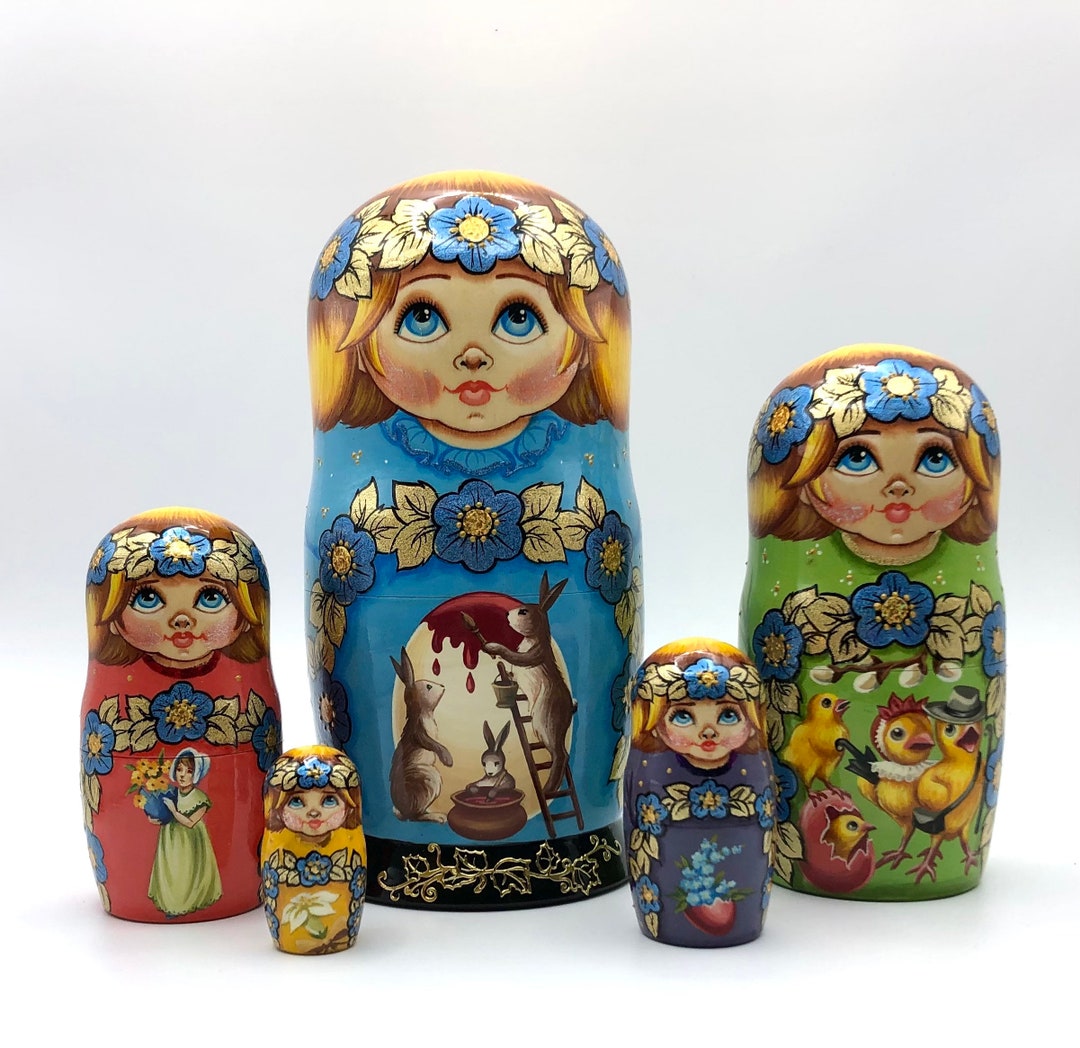 Traditional Easter Style Nesting Dolls, Stacking Dolls, Handmade, Set ...