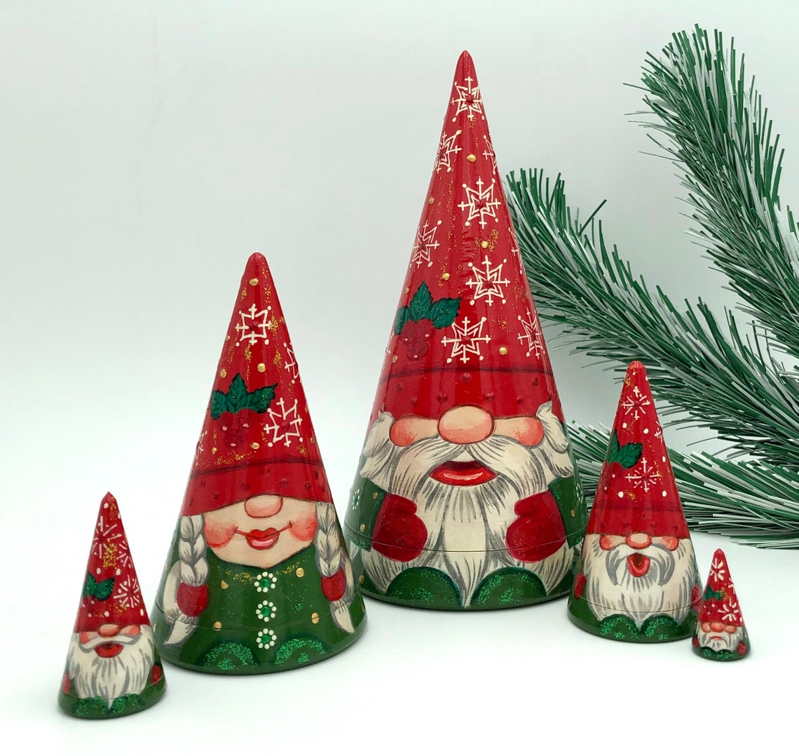 Christmas Gnomes Nesting Dolls, Christmas Style Stacking Dolls ...