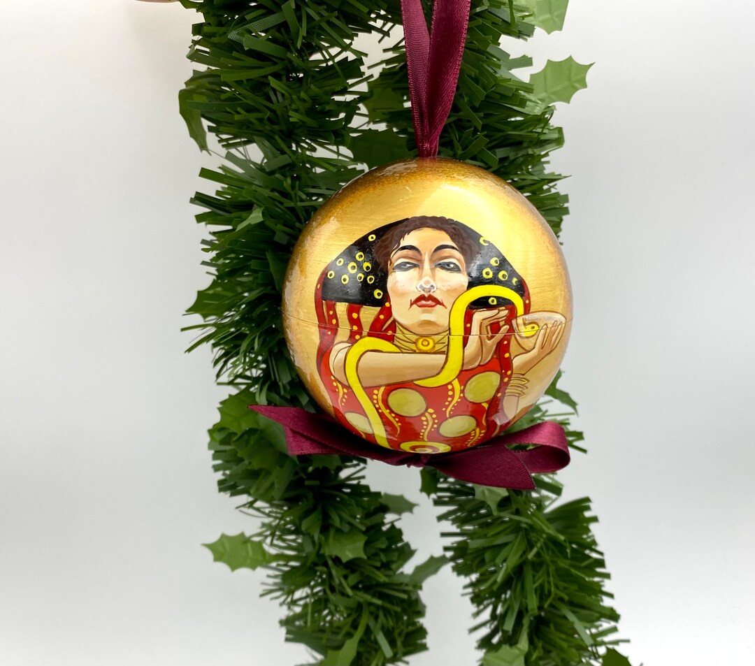 Gustav Klimt Inspired Wooden Christmas Ornament, Handmade, Hand Painted ...