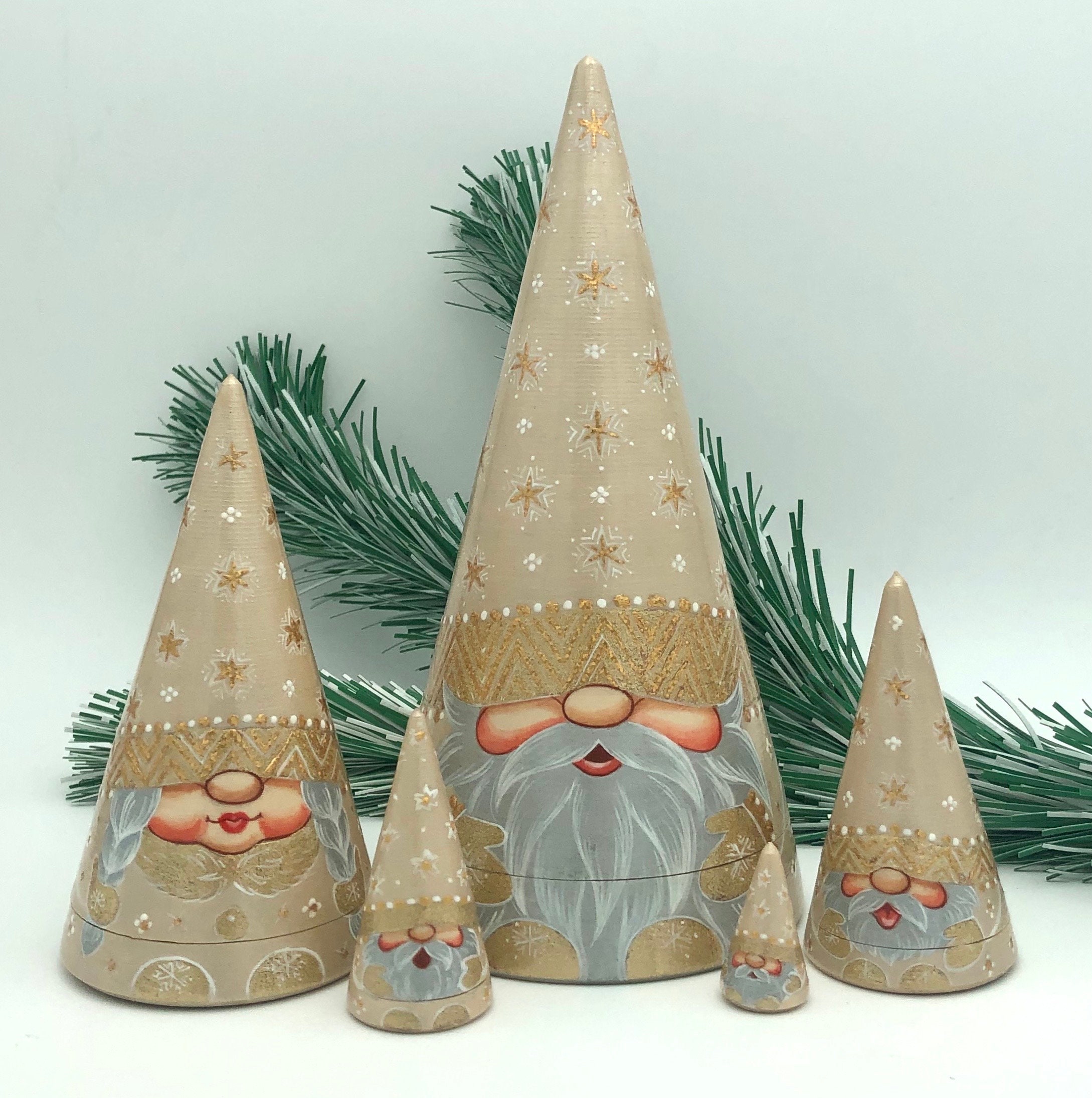 Christmas Gnomes Nesting Dolls, Shooting Star, Christmas Style Stacking ...