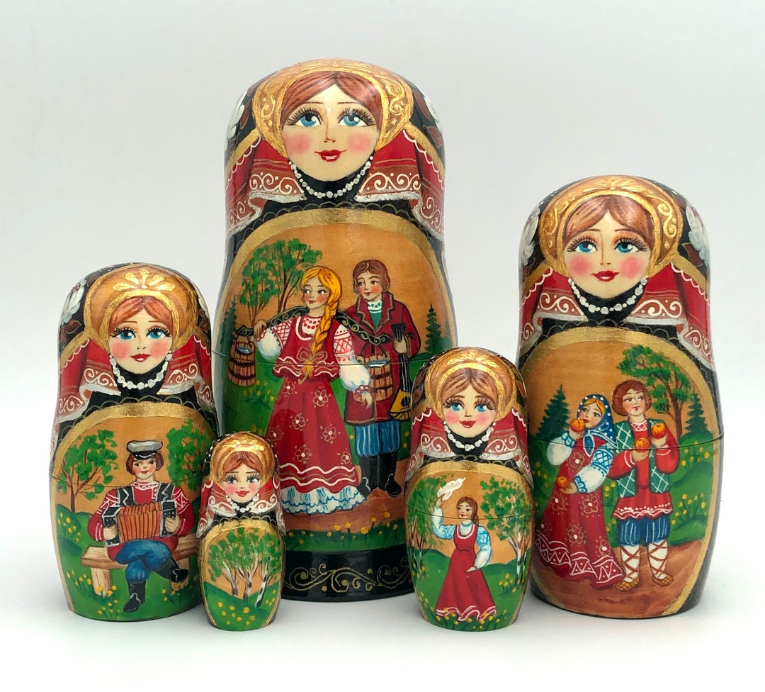Traditional Nesting Dolls, Stacking Dolls, Handmade, Set With 5 Dolls ...