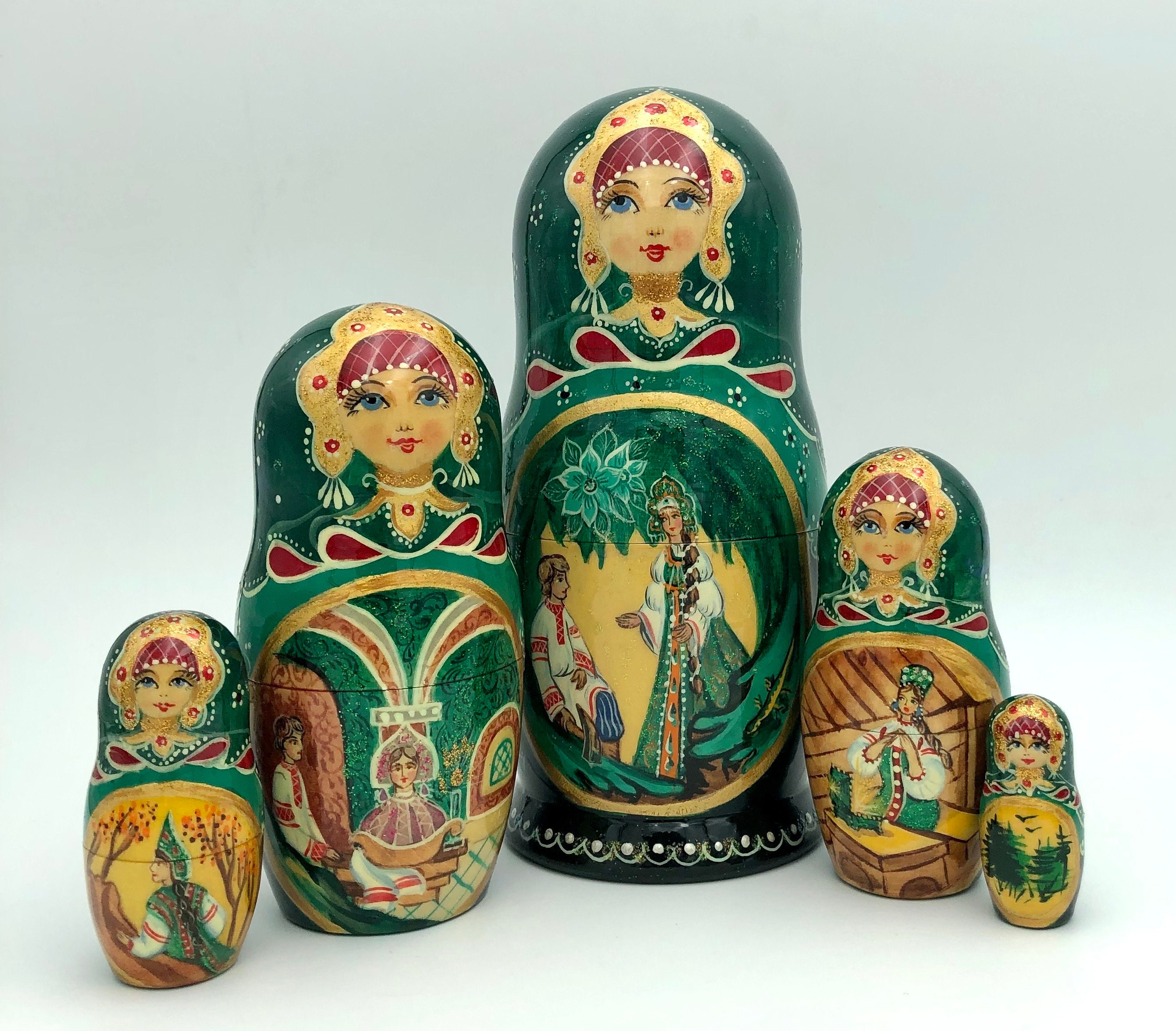 Traditional Nesting Dolls, Stacking Dolls, Handmade, Set With 5 Dolls ...