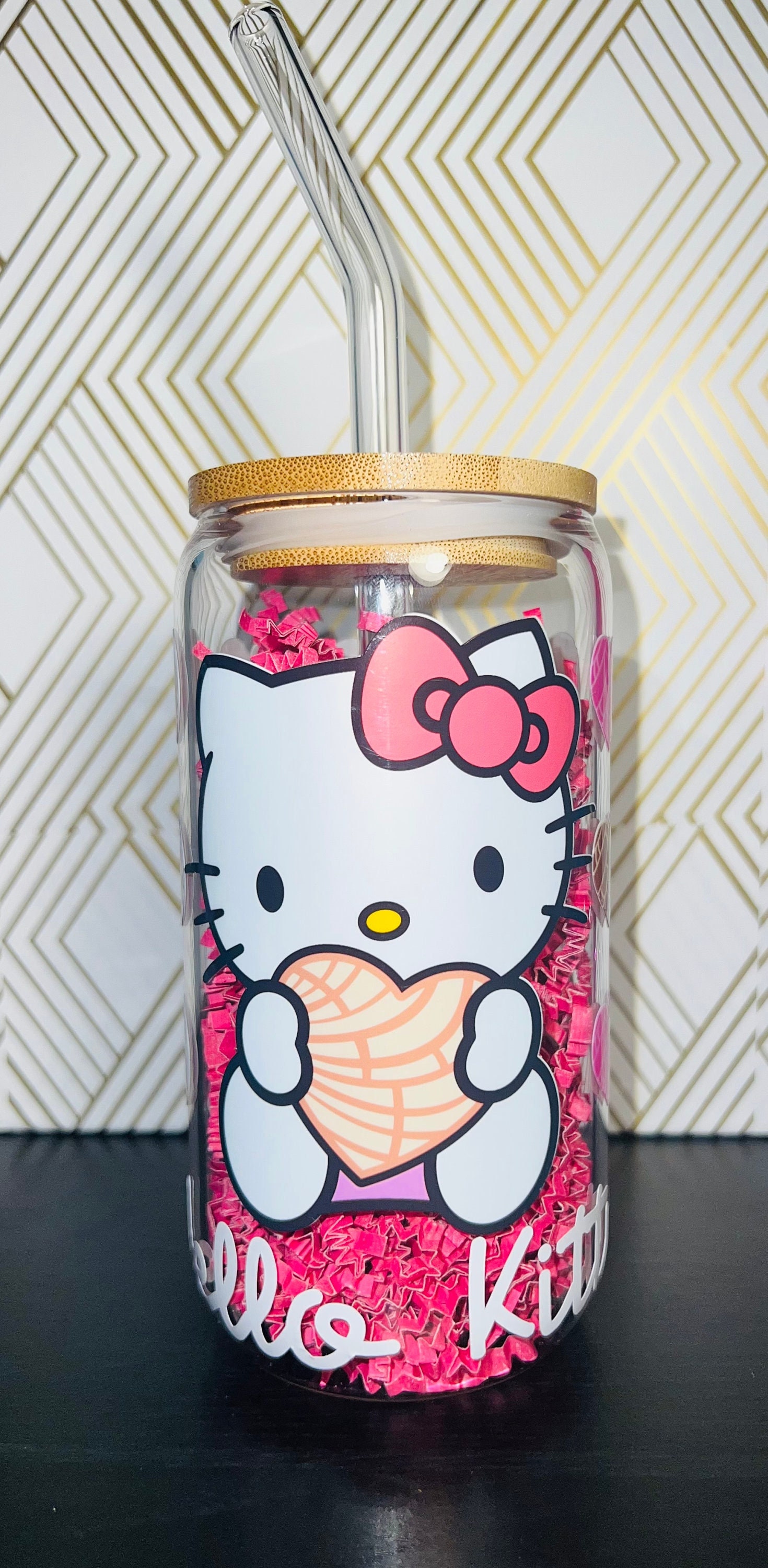 Hello Kitty Concha Glass Can - Etsy