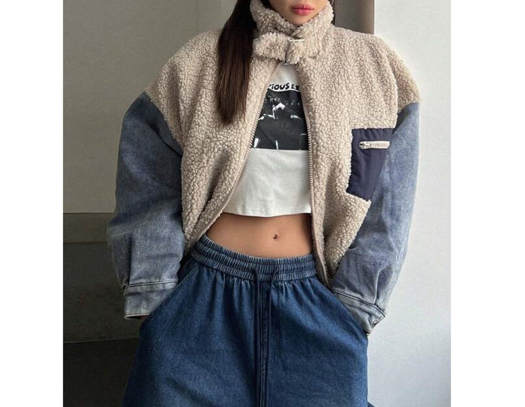 Chic Teddy Bliss: Drawstring Elegance With Denim Drama - Etsy