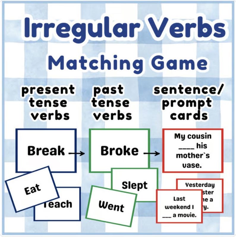 Irregular Verbs Activities ESL ELL Games. Bingo, Dobble, Domino ...