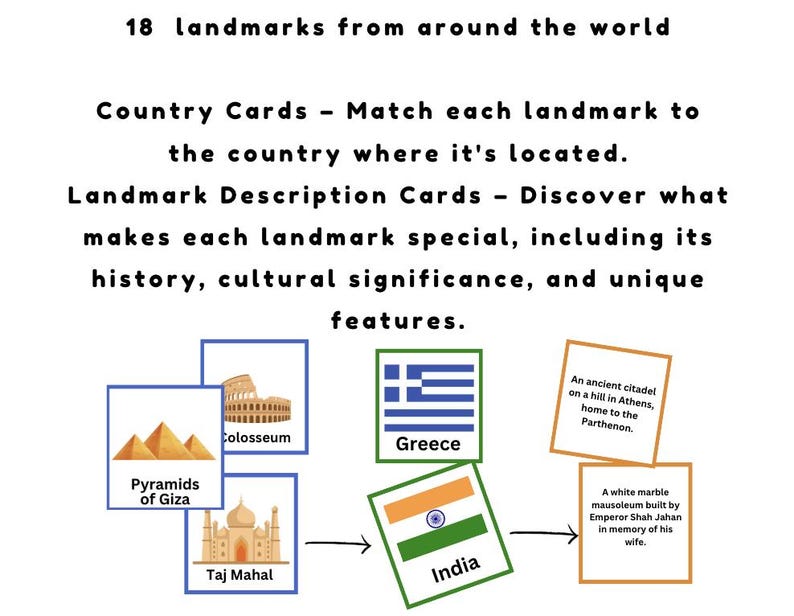 Landmarks Around the World | Cultural Matching Game | Famous Sights L ...