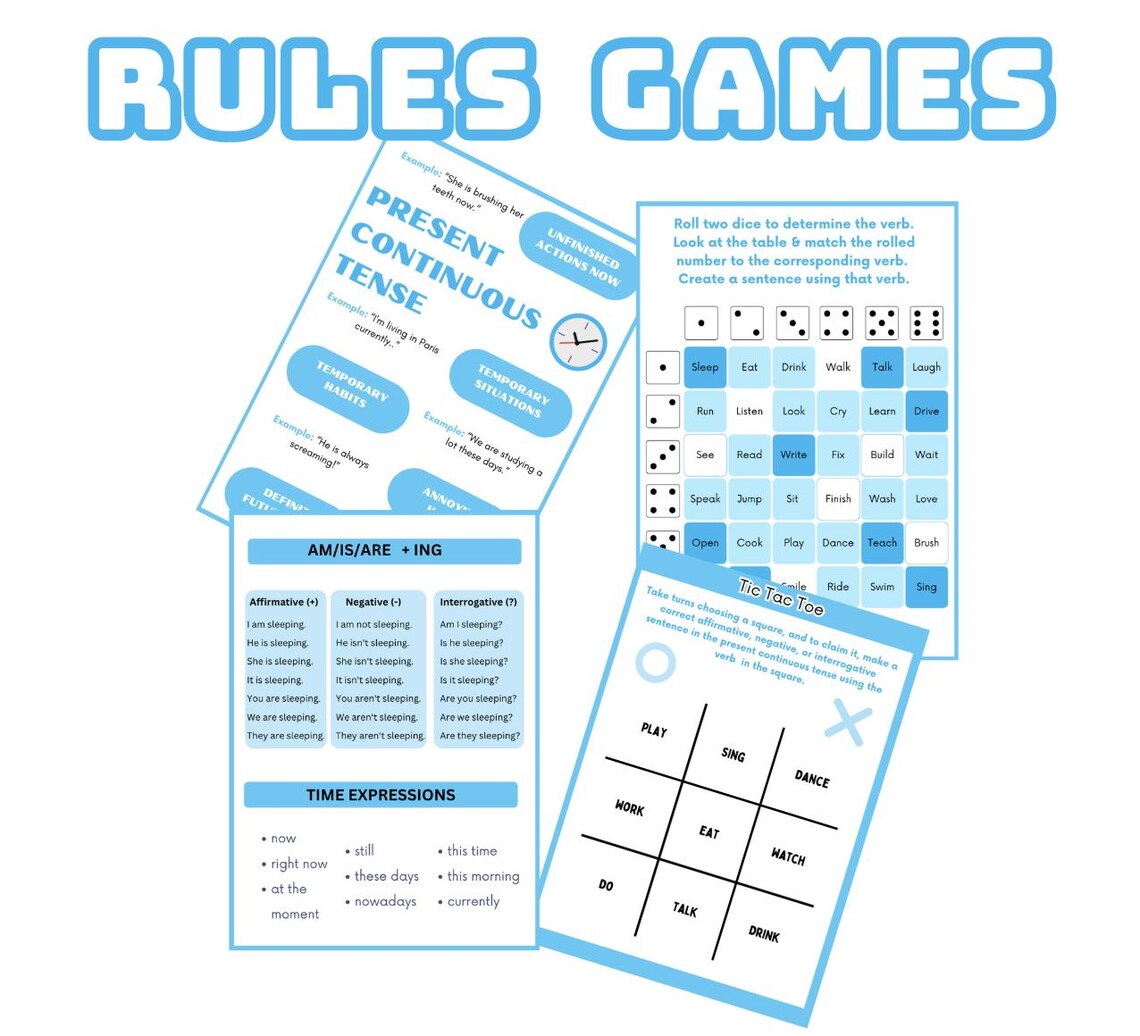 Present Continuous Progressive Tense Workbook | ESL Newcomer | Grammar ...