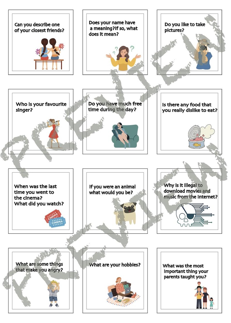 ESL Conversation Cards: Ice Breakers for Teens (120 Cards) L Printable ...