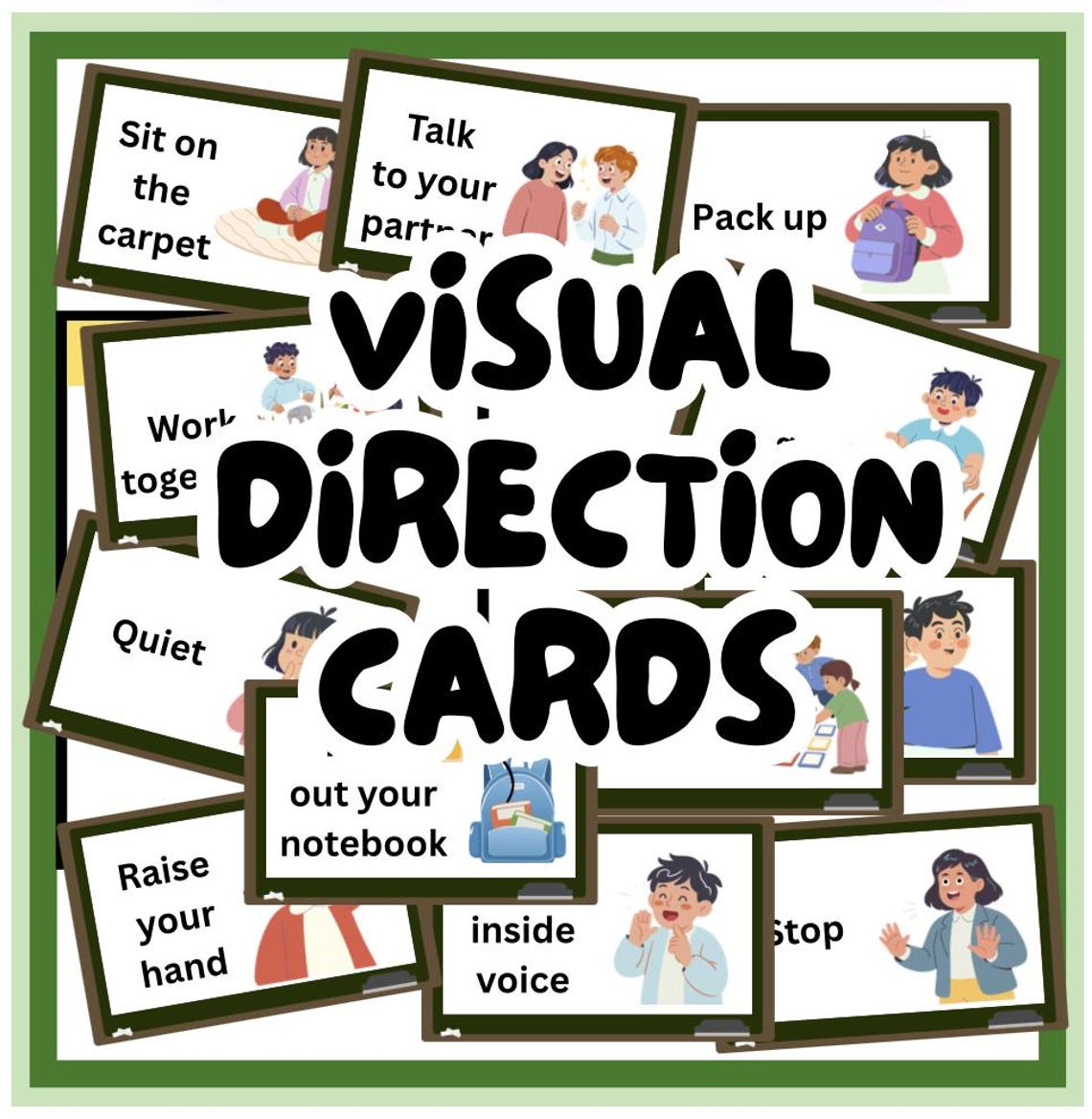 Editable Visual Direction Cards | Classroom Management Instructions ...