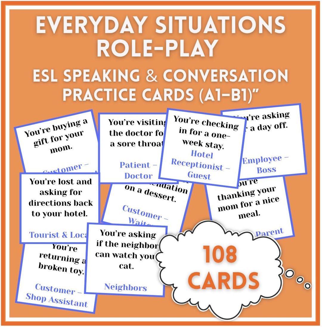 Everyday Situations Role-play Game | ESL ELL EFL Speaking ...