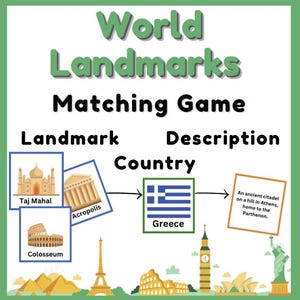 Landmarks Around the World | Cultural Matching Game | Famous Sights L ...