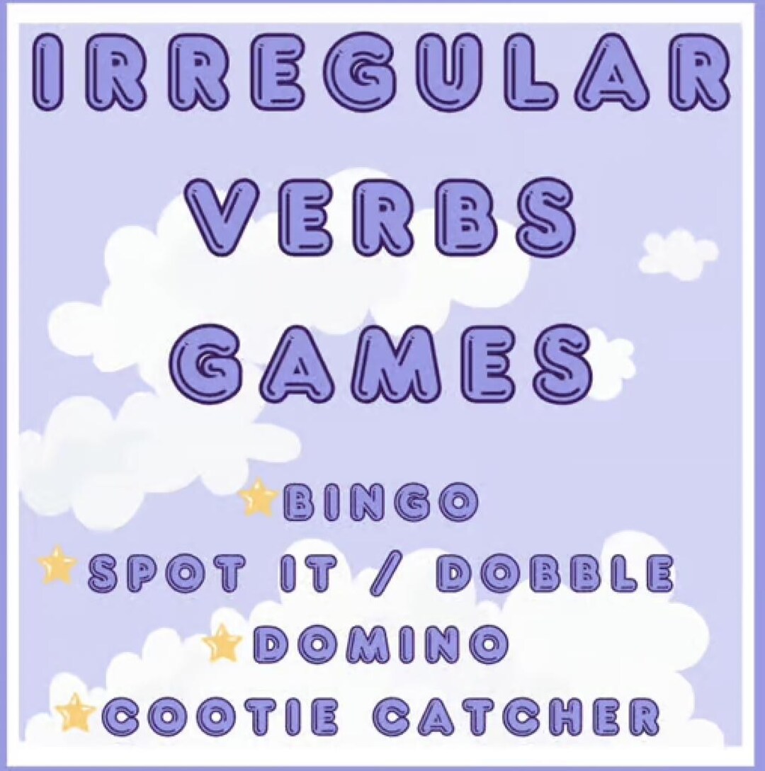 Irregular Verbs Activities ESL ELL Games. Bingo, Dobble, Domino, Cootie ...