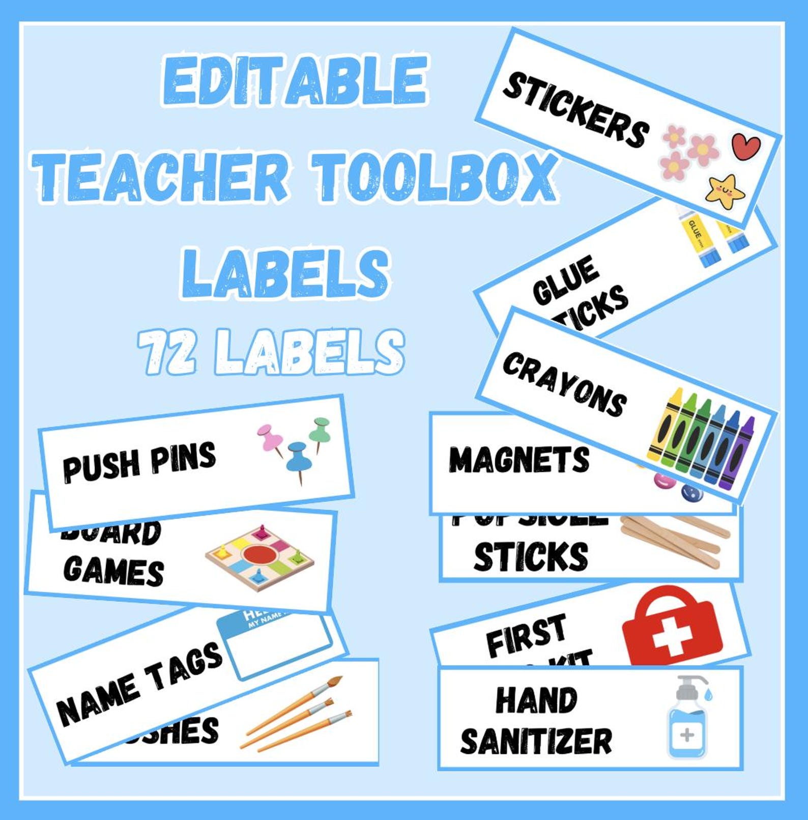 Editable Teacher Toolbox Labels With Pictures | 72 Classroom Supply ...