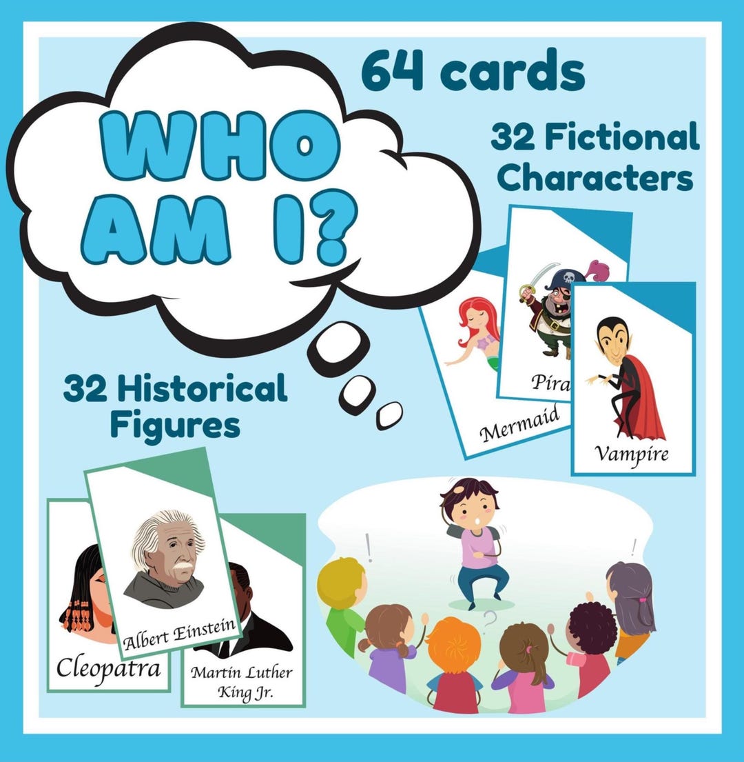 Who Am I? Game | 64 Fictional & Historical Characters | Charades ...