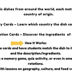 Food Around the World | Cultural Food Matching Game | Traditional Food ...