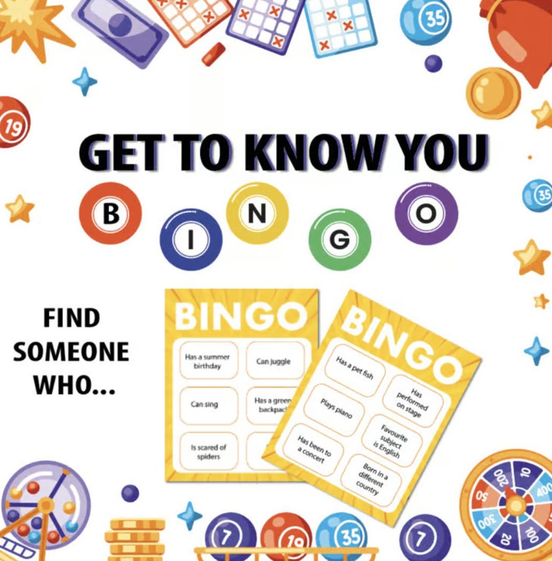 Printable Student Bingo Game | Get to Know Each Other | Back to School ...