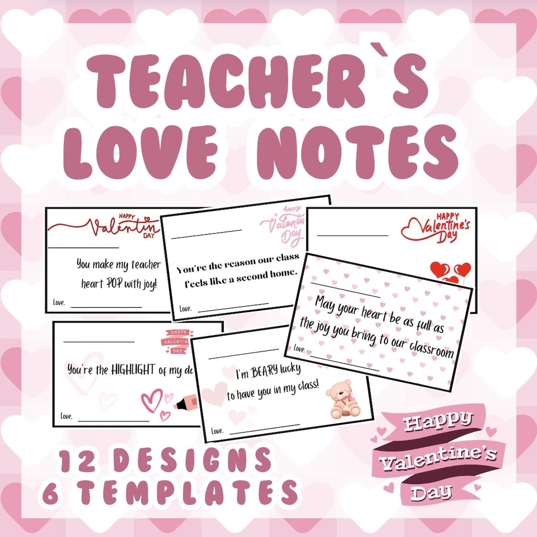 Teacher's Love Notes | Valentine's Day Cards | 18 Classroom Cards for ...