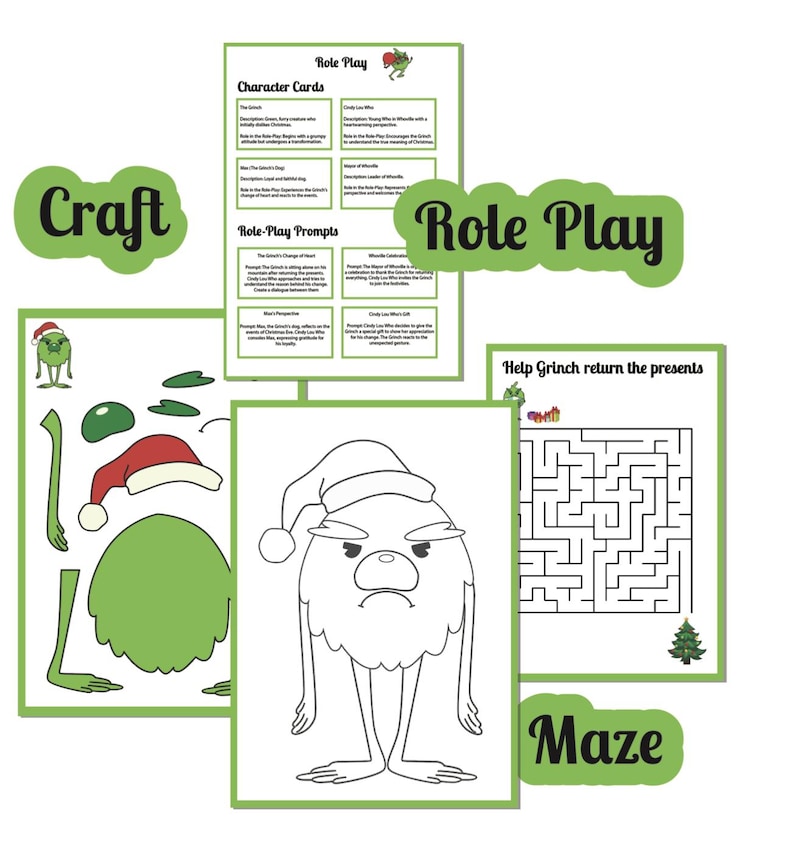 The Grinch Reading Comprehension Activities & Craft | Christmas Role ...