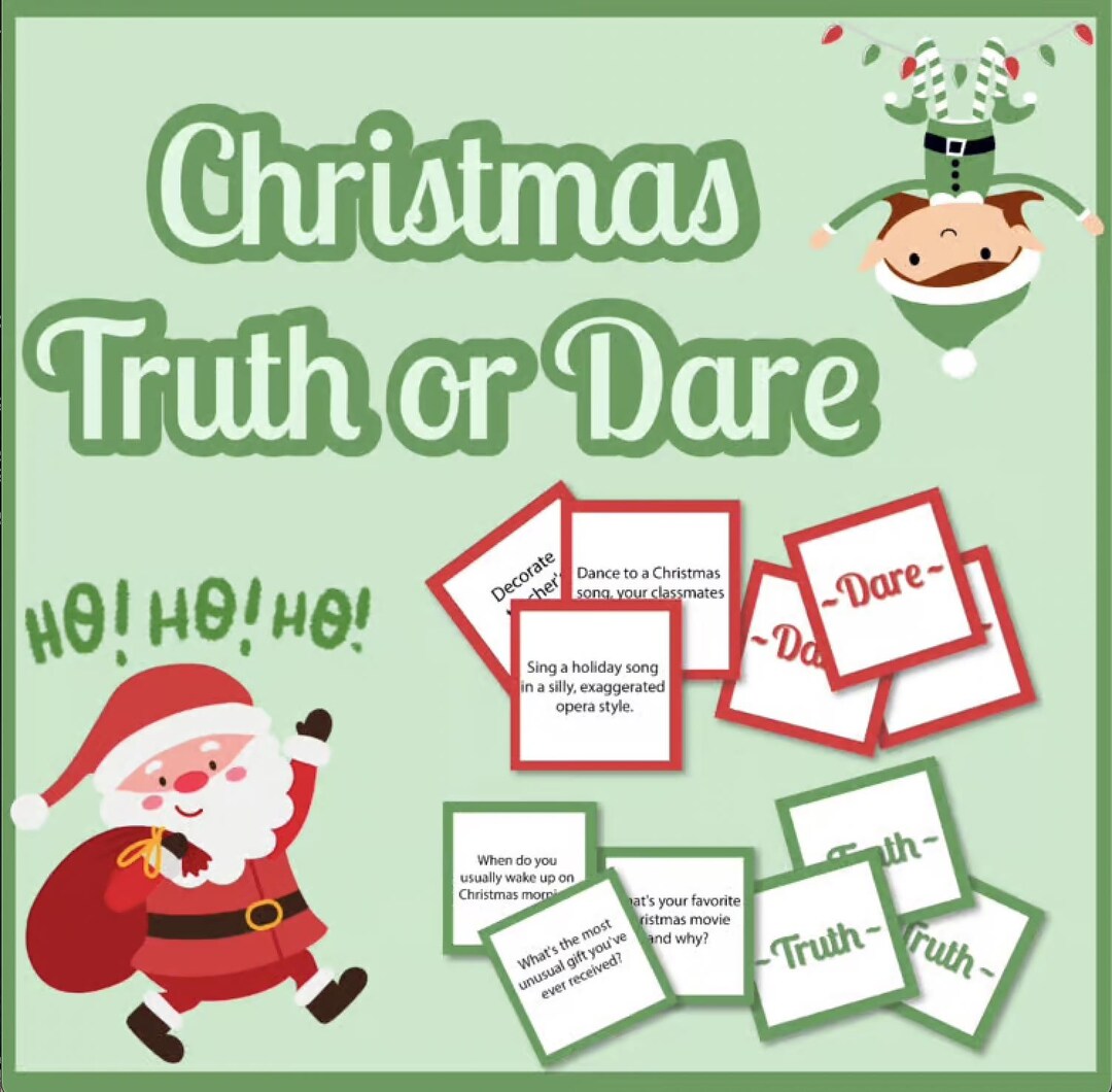 Printable Christmas Truth or Dare Game | Holiday Classroom Icebreaker ...