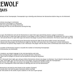 Werewolf Card Game | Deduction Game | Mafia | Halloween Activity L ...