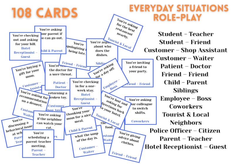 Everyday Situations Role-play Game | ESL ELL EFL Speaking ...