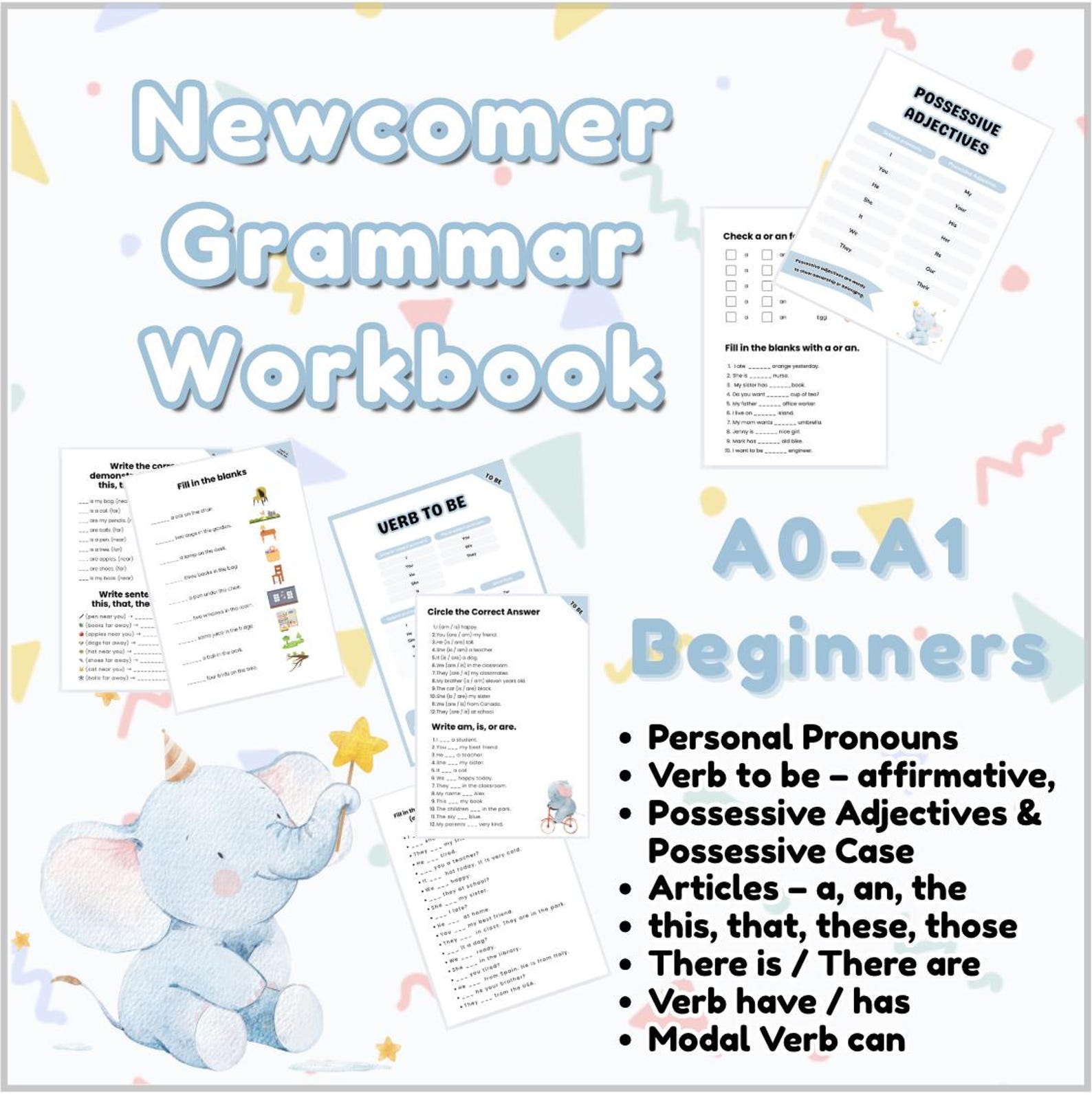 Beginner ESL Grammar Pack | Worksheets for A0–A1 Newcomer Students L ...