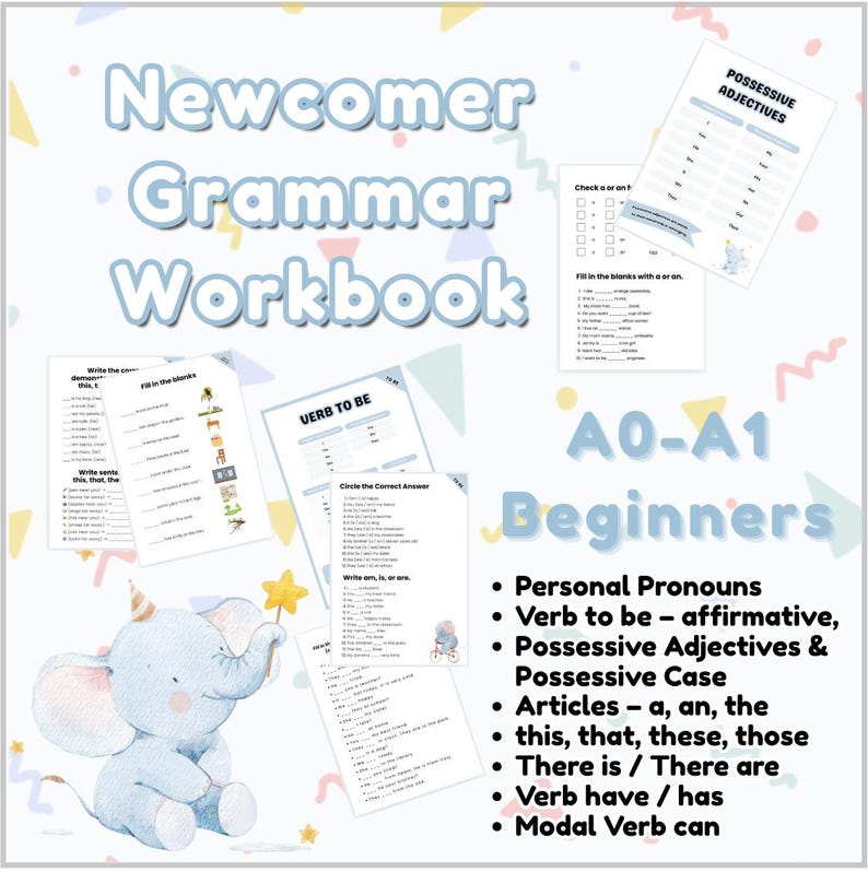 Beginner ESL Grammar Pack | Worksheets for A0–A1 Newcomer Students L ...