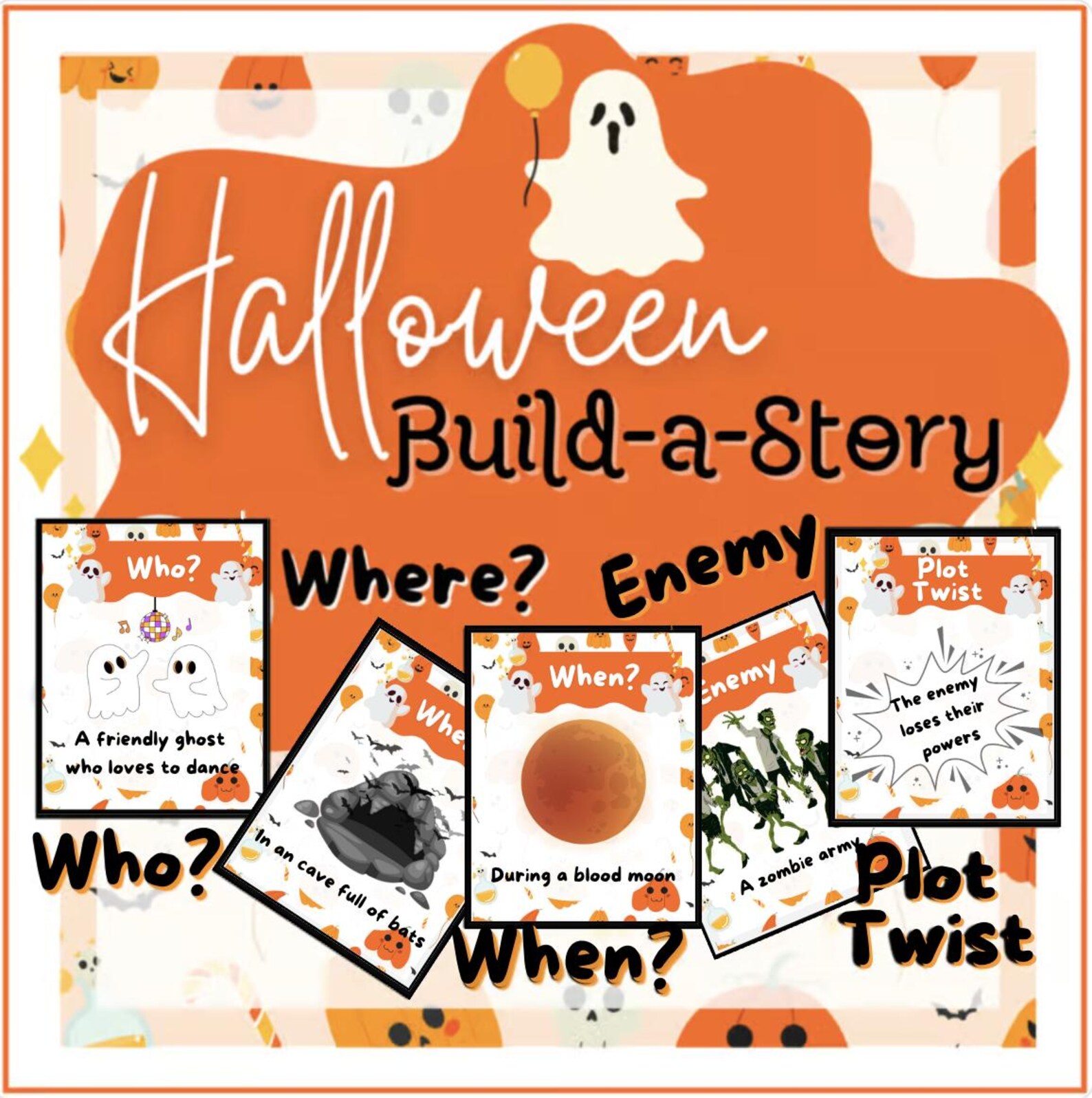 Printable Halloween Build a Story Cards | Creative Writing ...