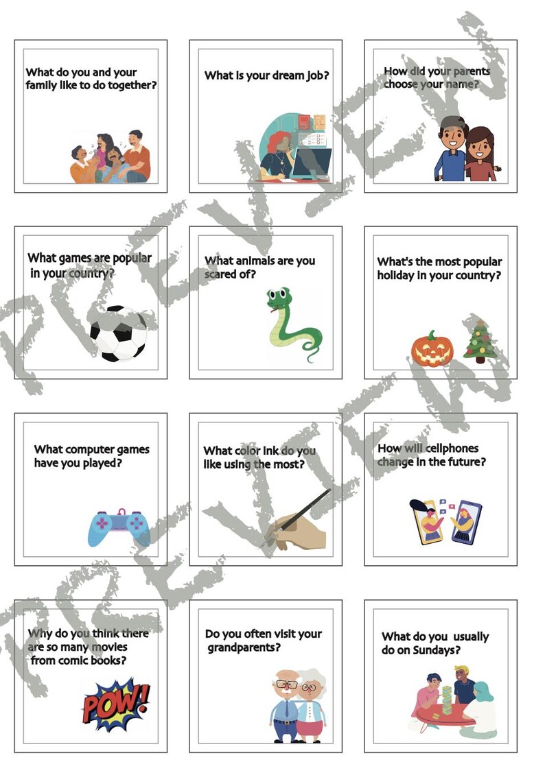 ESL Conversation Cards: Ice Breakers for Teens (120 Cards) L Printable ...