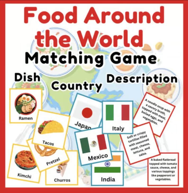 Food Around the World | Cultural Food Matching Game | Traditional Food ...