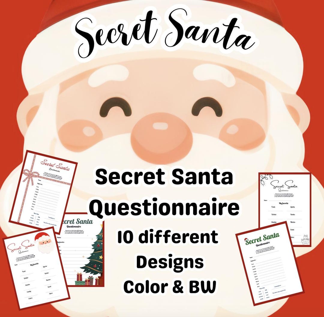 Classroom Secret Santa Questionnaire Pack – 10 Printable Student Gift ...