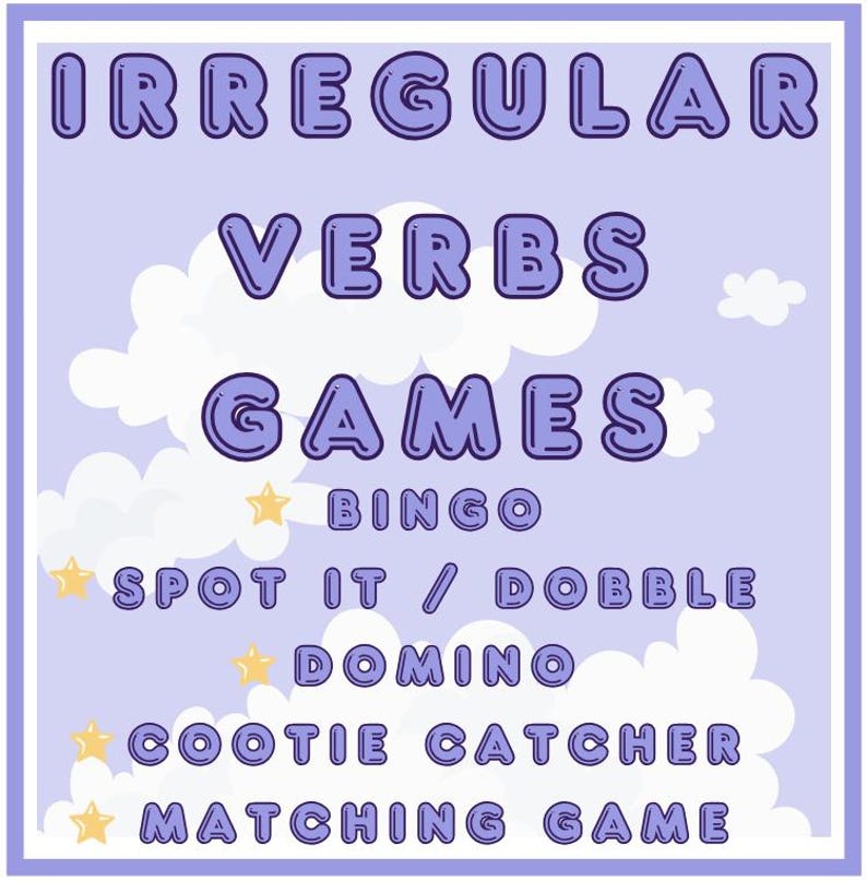 Irregular Verbs Activities ESL ELL Games. Bingo, Dobble, Domino ...