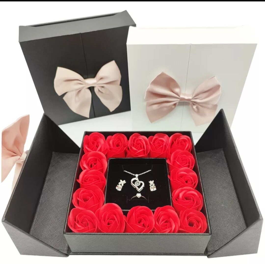 ROSE SPACE Black Gift Box Event Party Favors Wedding Birthday Rose ...