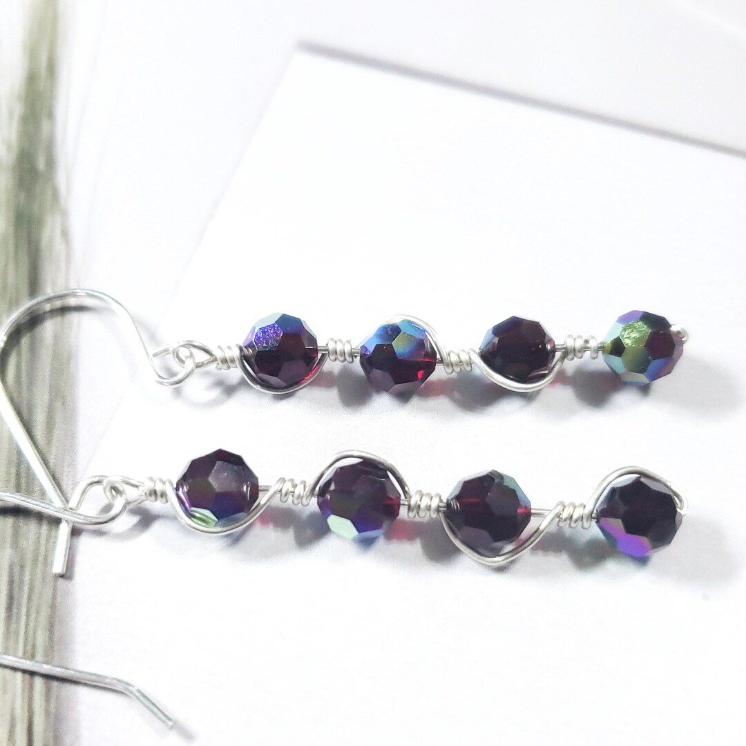 Genuine Swarovski Crystal Rondel Cut Dangle Earrings, Sterling Silver ...
