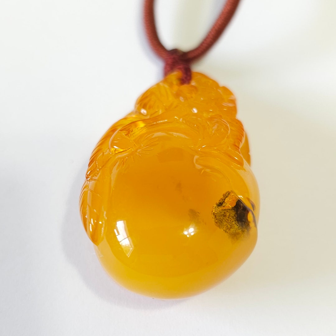 Carved Genuine Amber Pendant, Amber Pendant, Baltic Amber - Etsy
