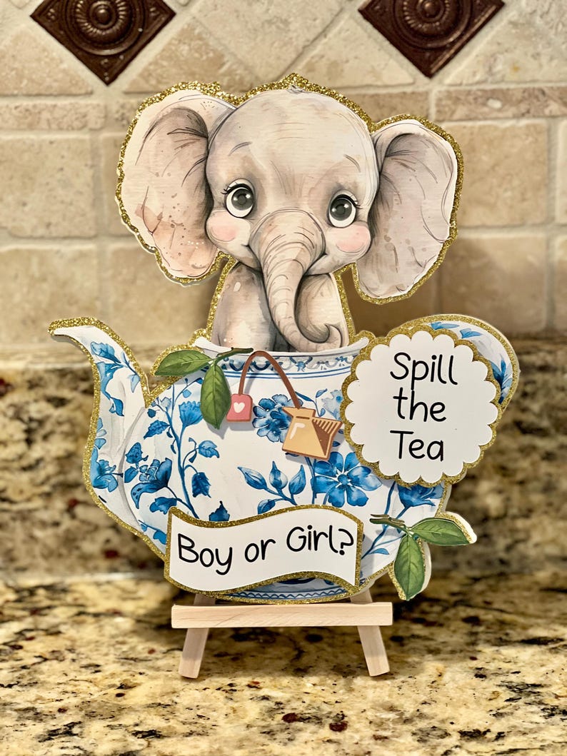 Elephant Tea Pot Cake Topper: Gender Reveal, Grandmillenial Style - Etsy