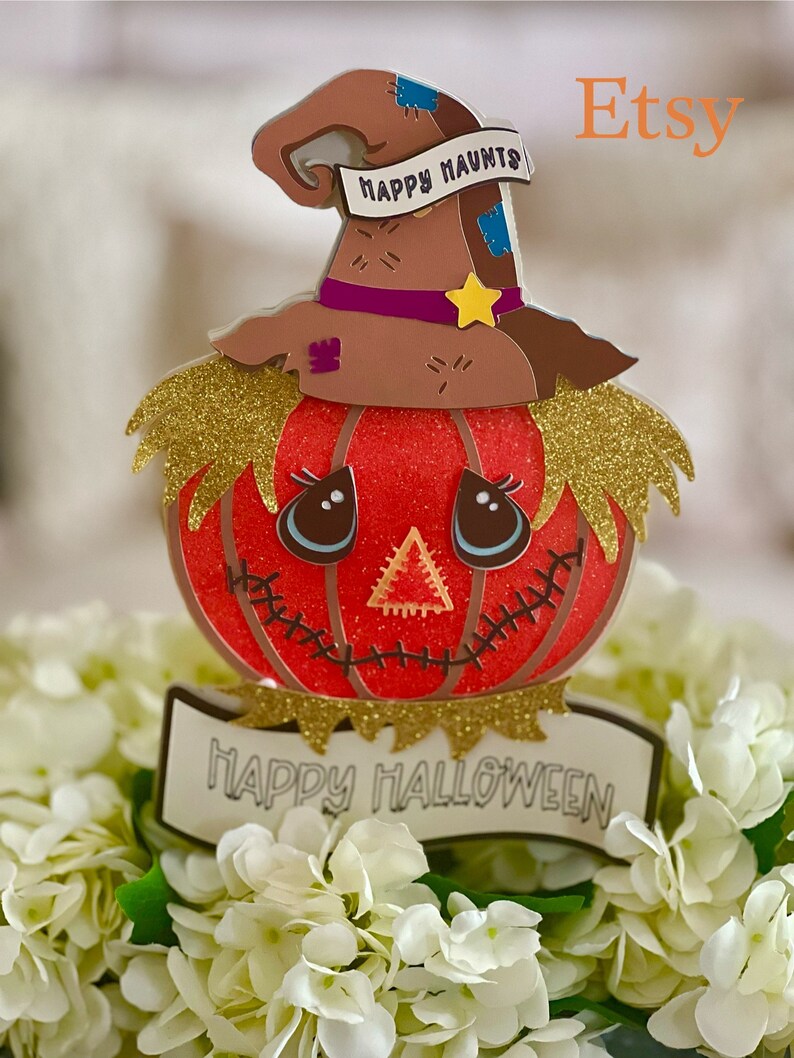 SCARECROW Pumpkin Cake TOPPER, Halloween Party, Little Pumpkin Themed ...
