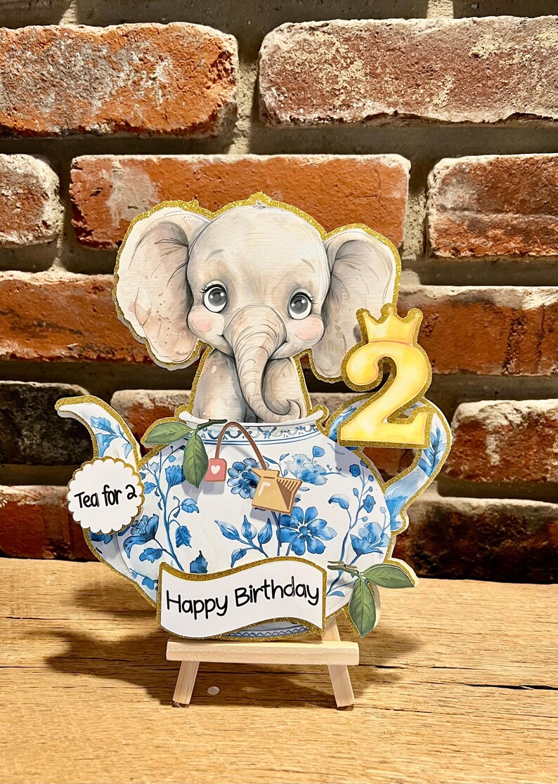 Elephant Tea Party Cake Topper, Grandmillennial Style - Etsy