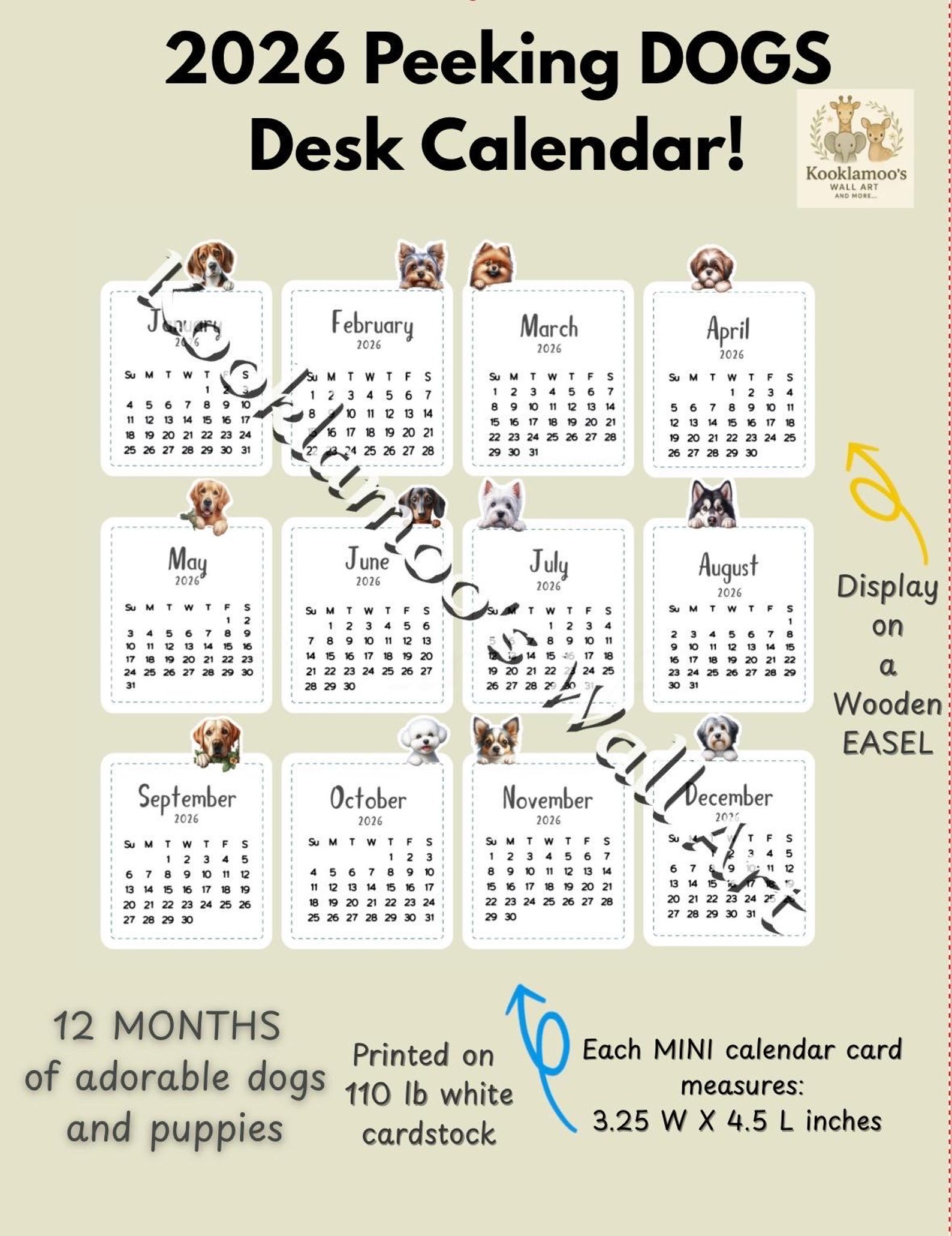 Cute Cutouts Mini Desk Calendars 2026: Whimsical Animals, Flowers, Dogs ...