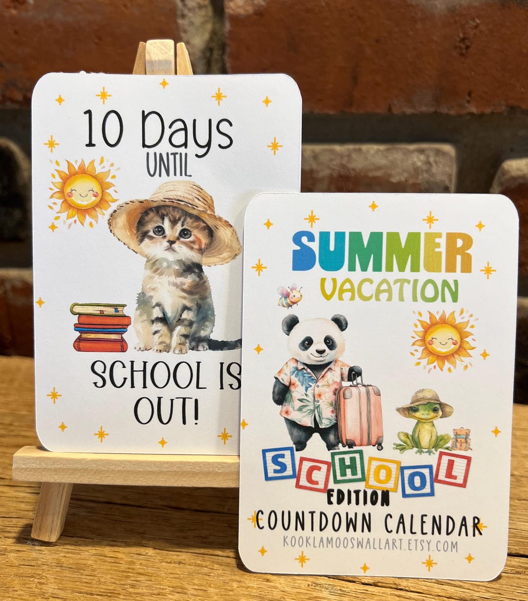 END of SCHOOL COUNTDOWN Calendar 10-day Personalized Summer Vacation ...
