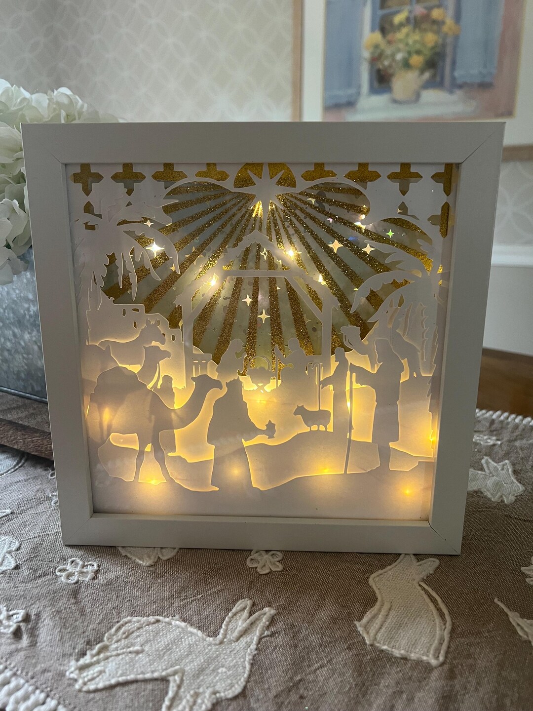 NATIVITY LIGHTED SHADOW Box, Christmas Shadow Box, Manger, Religious ...