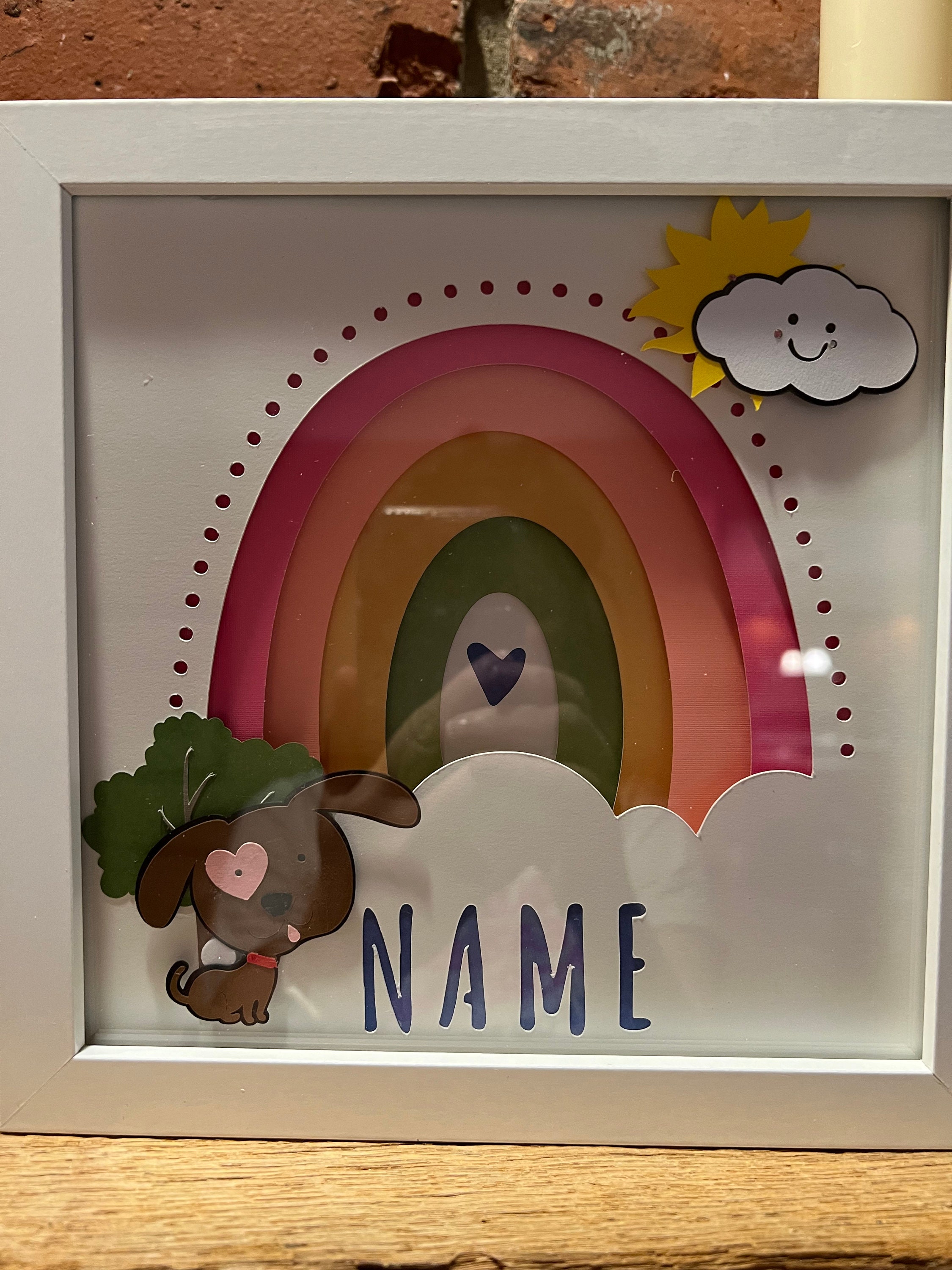 PERSONALIZED NAME RAINBOW Shadow Box Baptism/easter/religious/communion ...