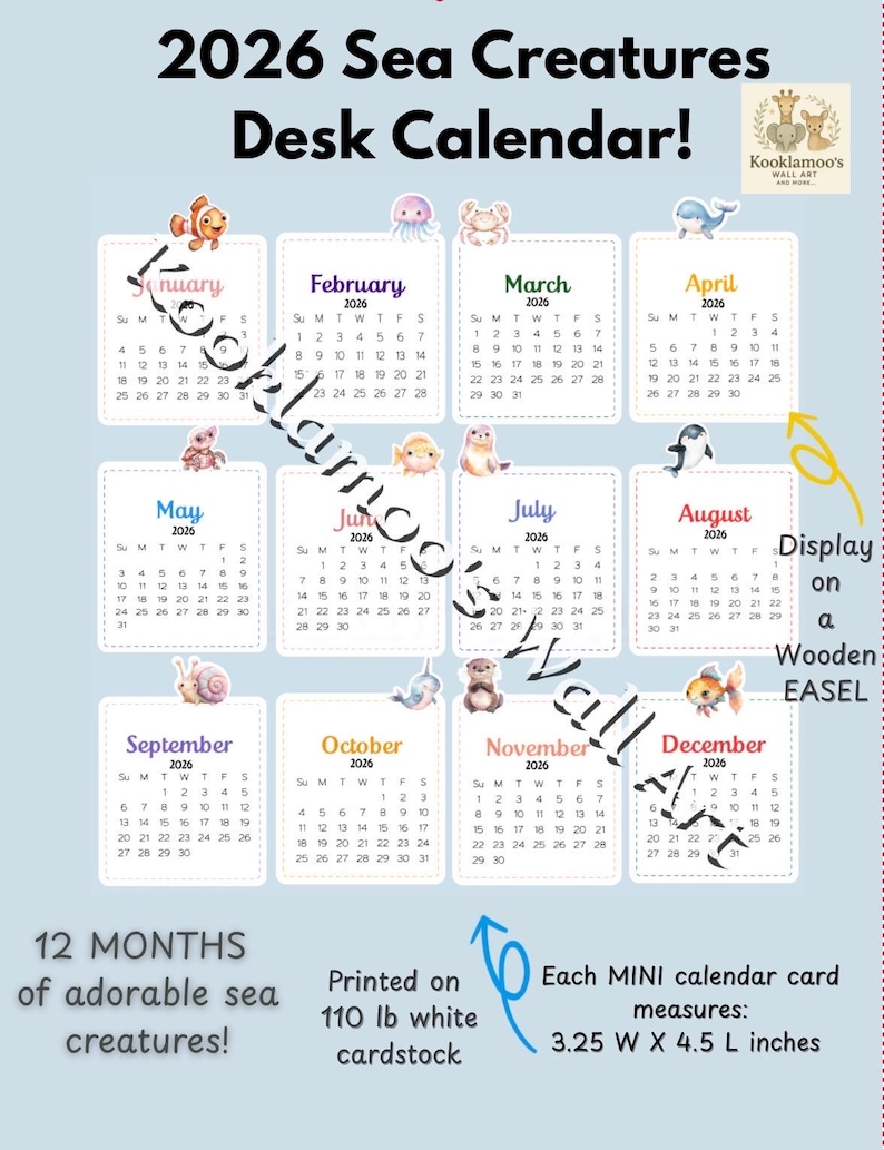 Cute Cutouts Mini Desk Calendars 2026: Whimsical Animals, Flowers, Dogs ...