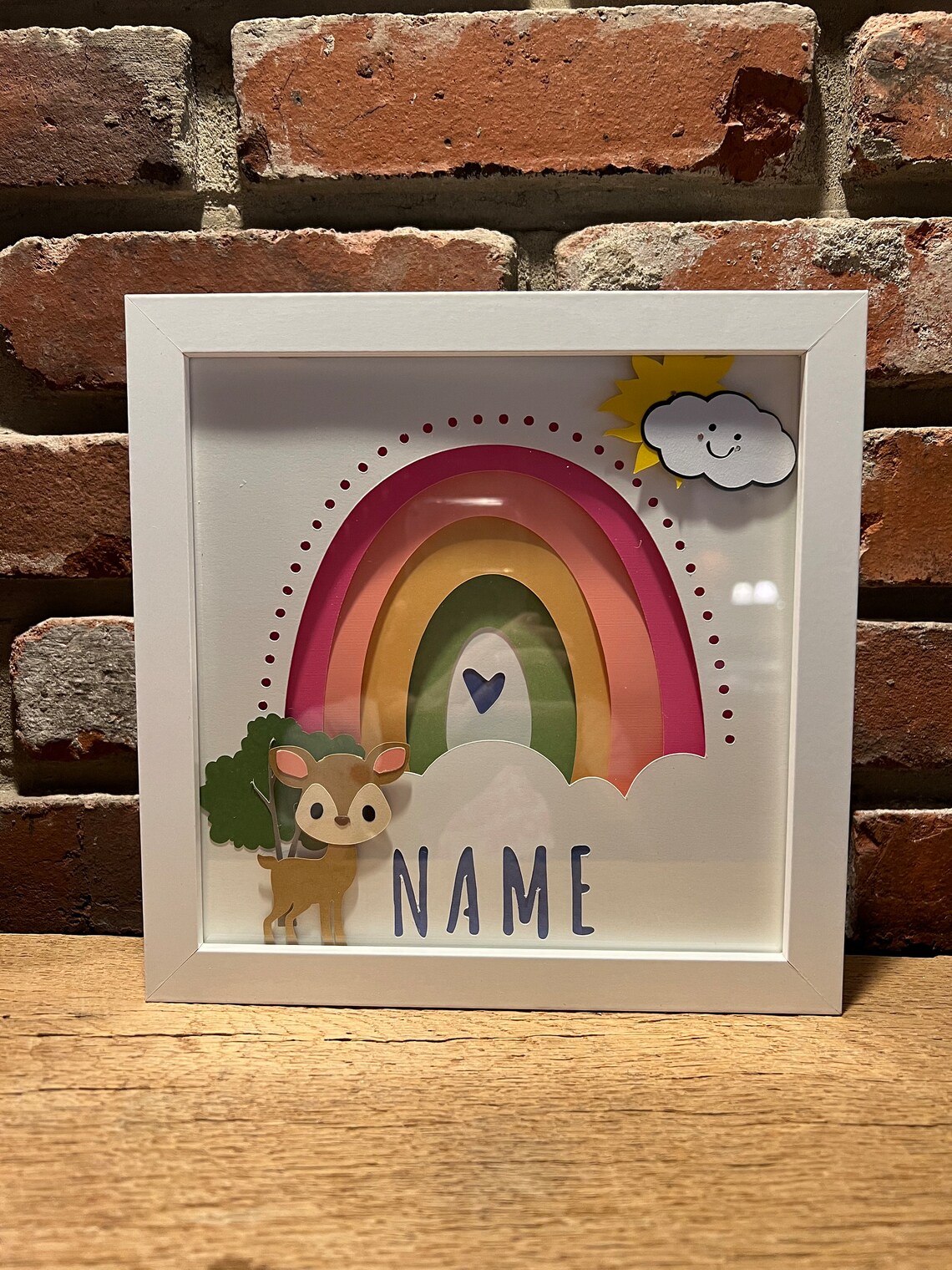 PERSONALIZED NAME RAINBOW Shadow Box Baptism/easter/religious/communion ...