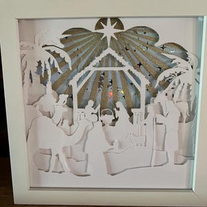 NATIVITY LIGHTED SHADOW Box, Christmas Shadow Box, Manger, Creche With ...