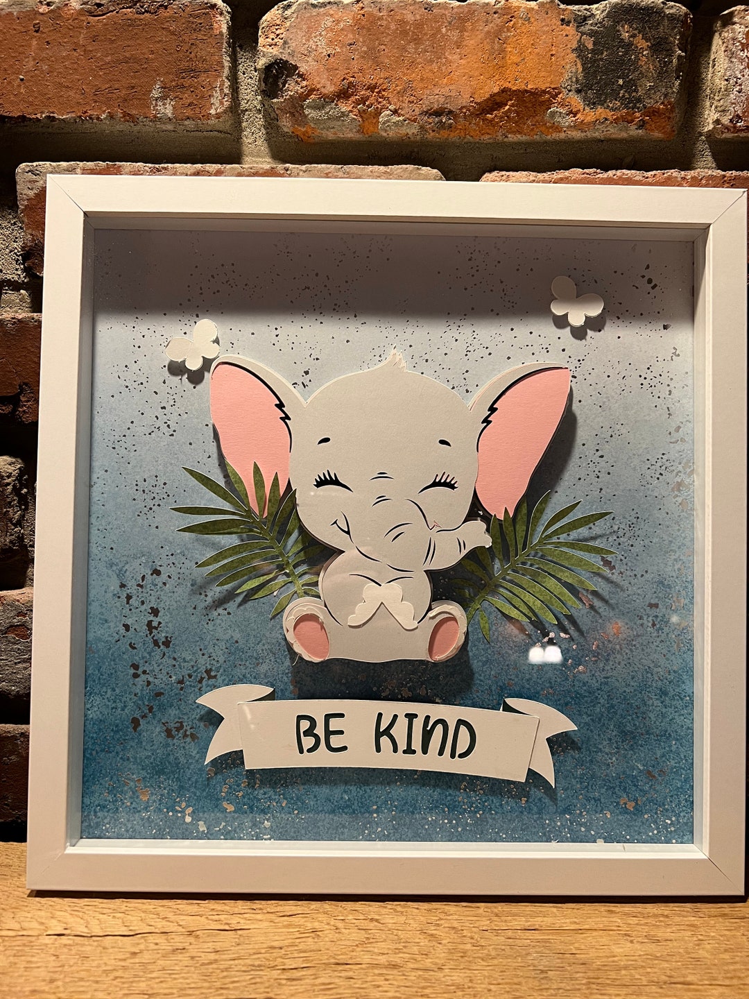 Personalized 2D LARGE JUNGLE Shadow Box Safari Animals Be Kind Elephant ...