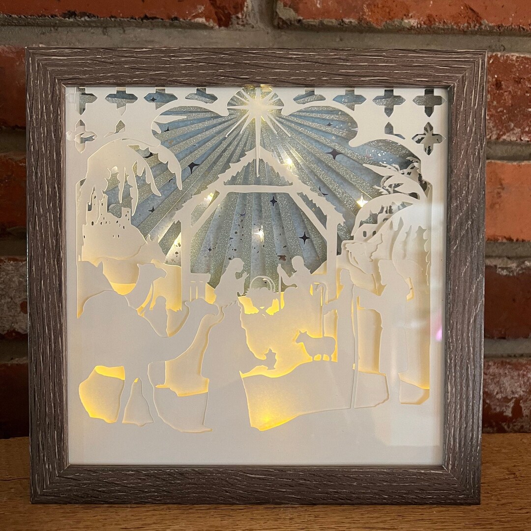 NATIVITY LIGHTED SHADOW Box, Oh, Holy Night, Night Light, Christmas ...