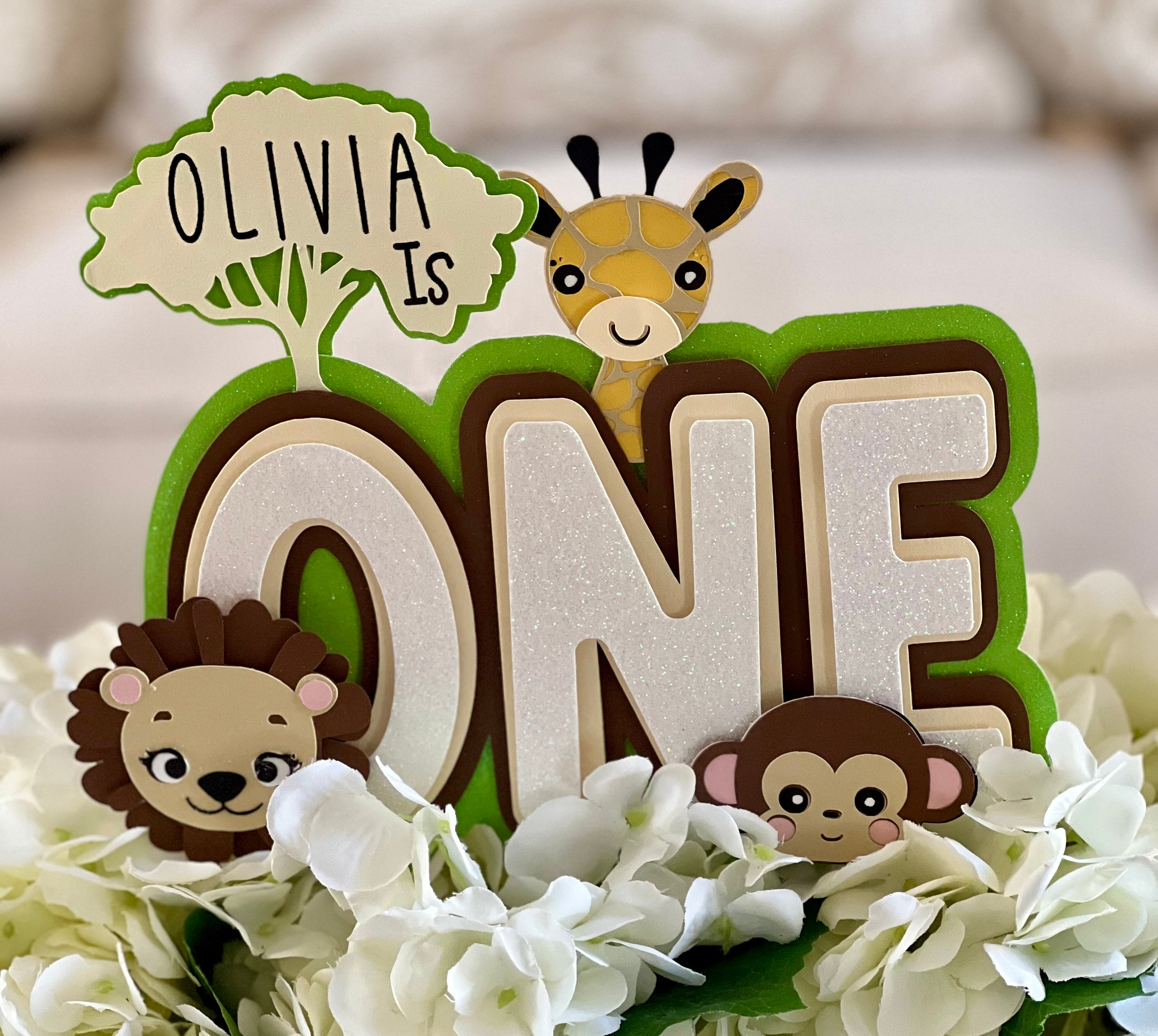 PERSONALIZED Cake TOPPER, Safari-themed Birthday, First Birthday, Smash ...